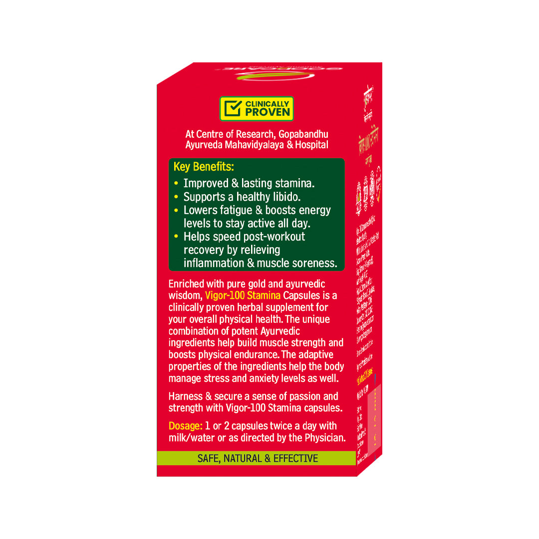 Vigor 100 Stamina Capsule For Vitality & Energy- 30 Caps – Baidyanath